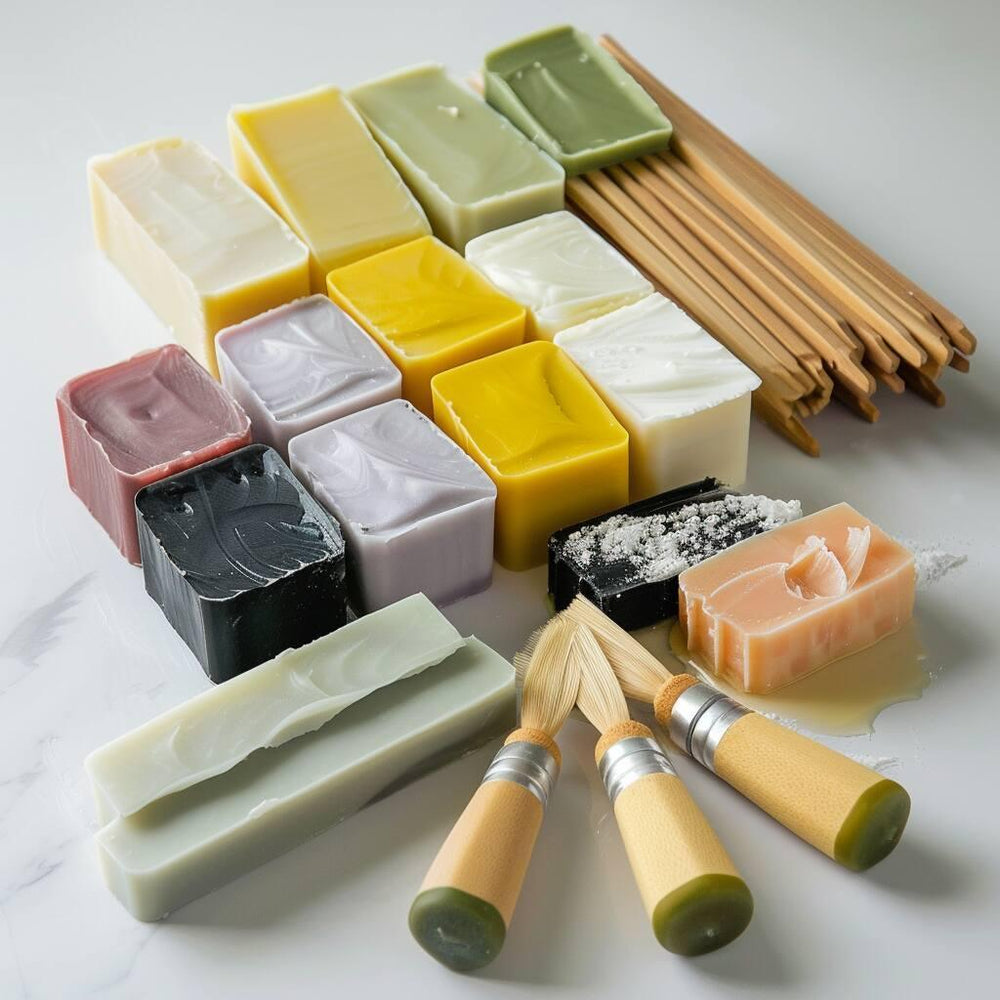 Raw materials for making natural soaps at home and in workshops